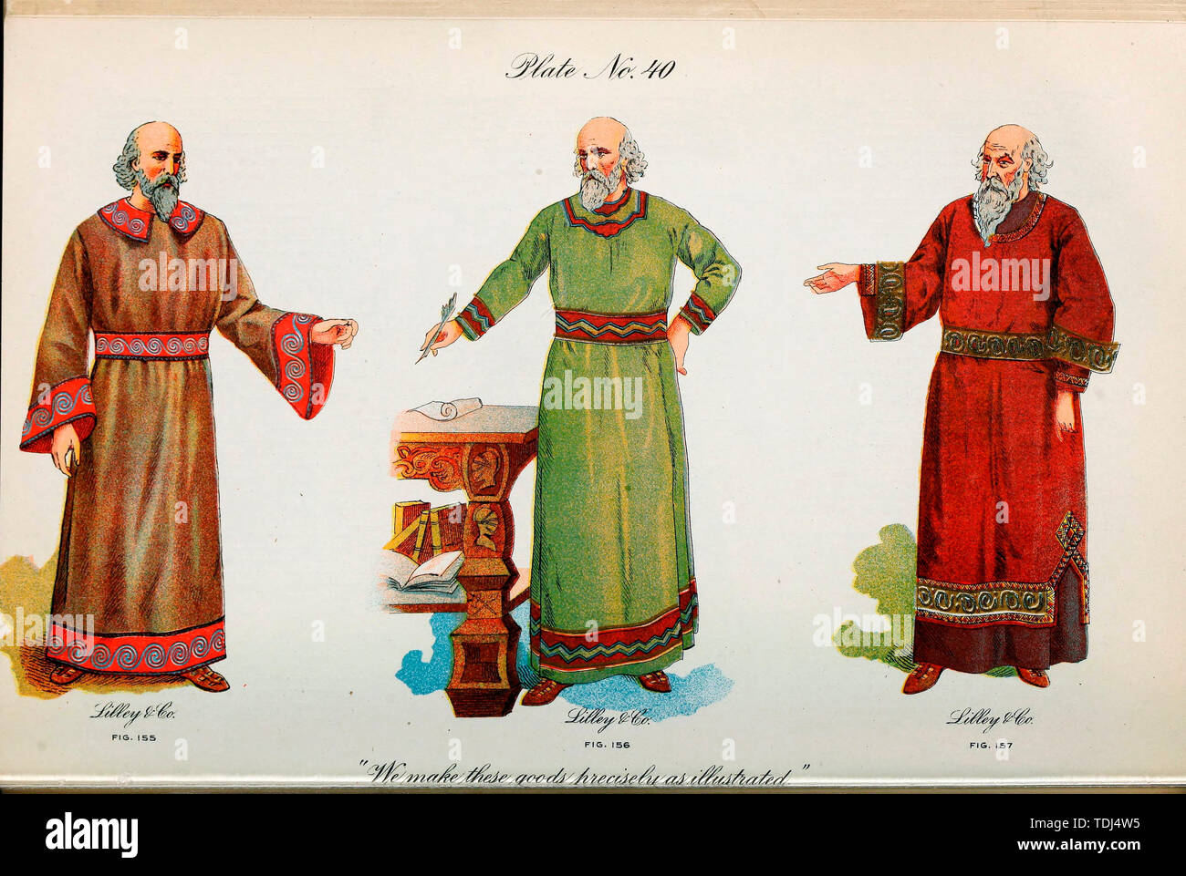 Retro illustration of costumes from different eras Stock Photo - Alamy