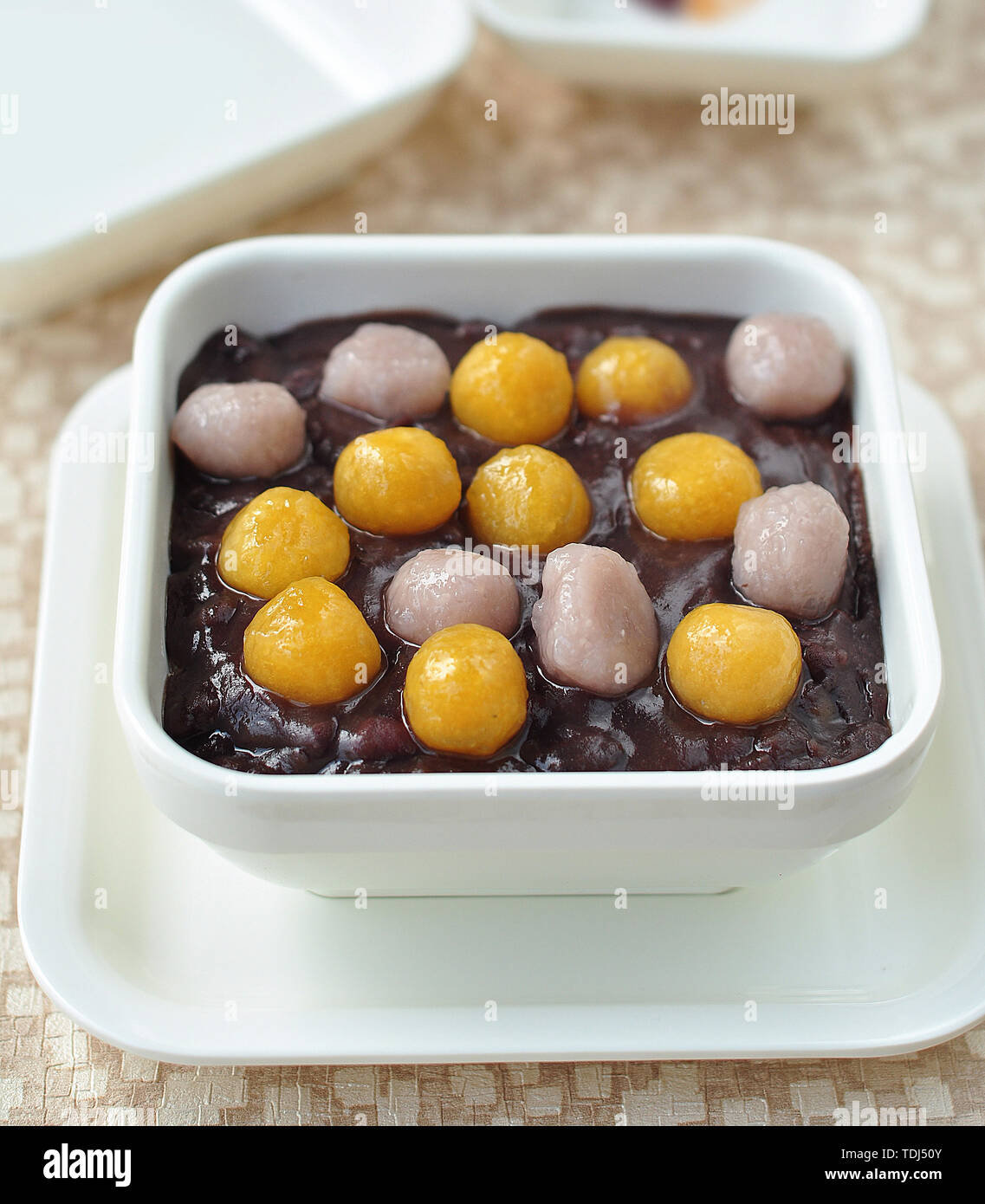 Potato round red bean paste Stock Photo - Alamy