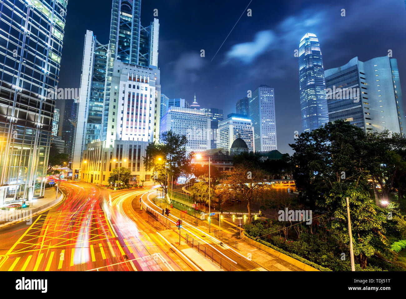 urban city traffic light trails at night Stock Photo - Alamy