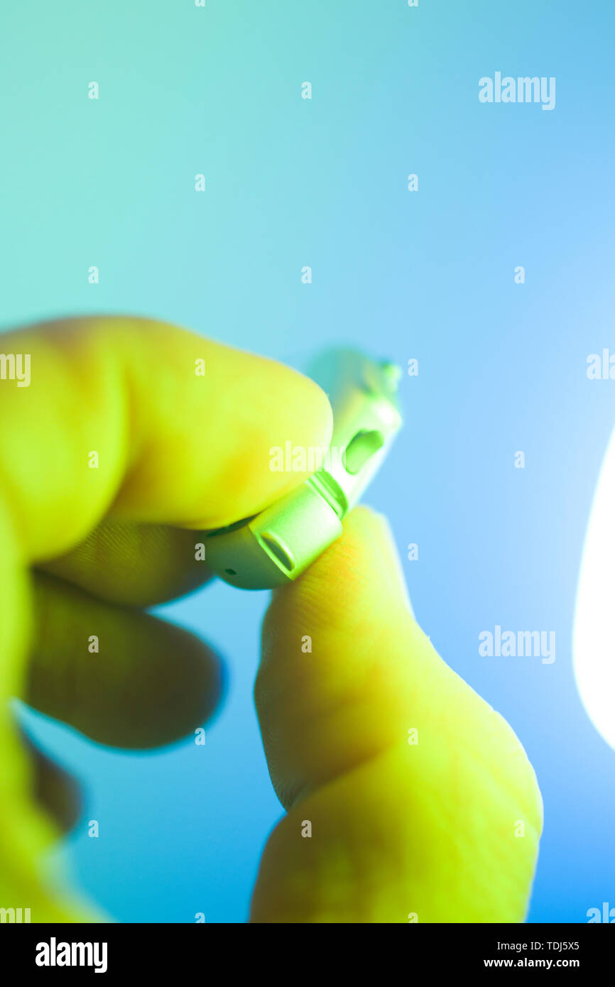 Modern digital hearing aid for deafness and deaf people Stock Photo - Alamy