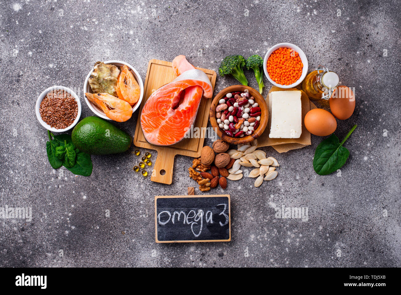 Products sources of Omega-3 acids Stock Photo - Alamy
