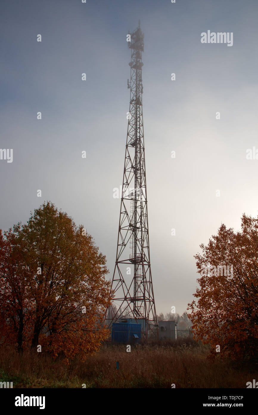 large communication tower in the daytime view from the outside Stock ...