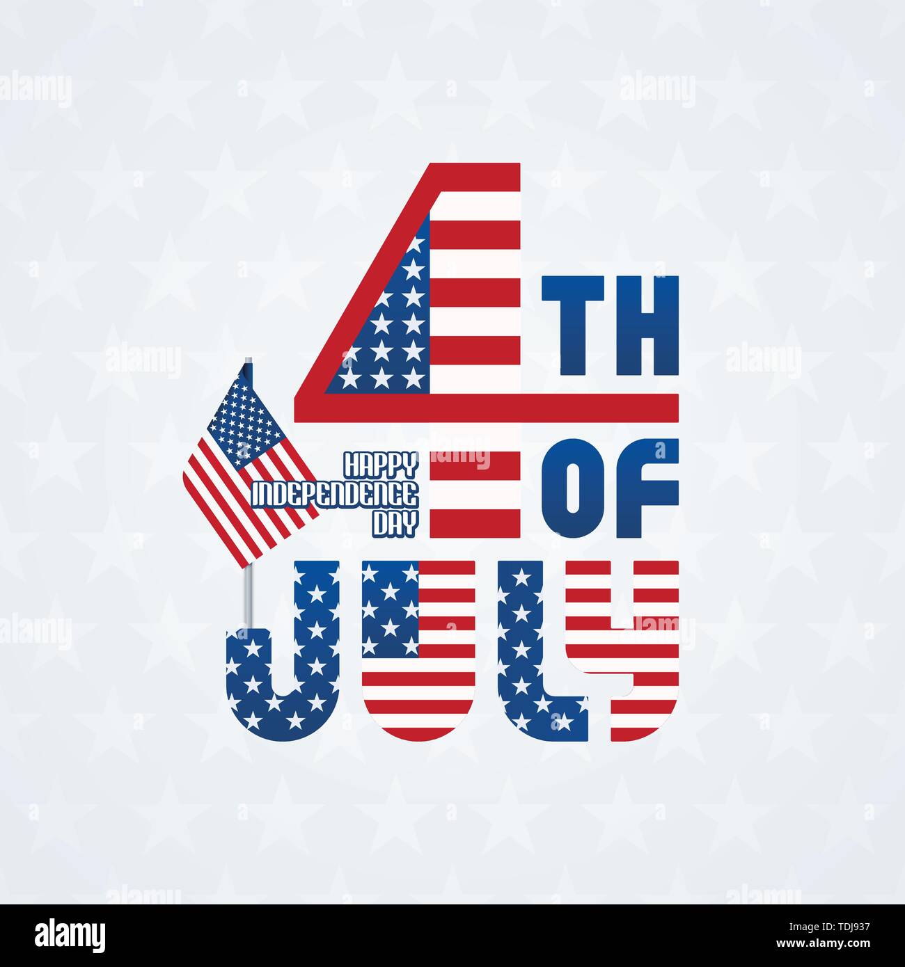 Fourth of July typographic lettering with stars and stripe pattern ...