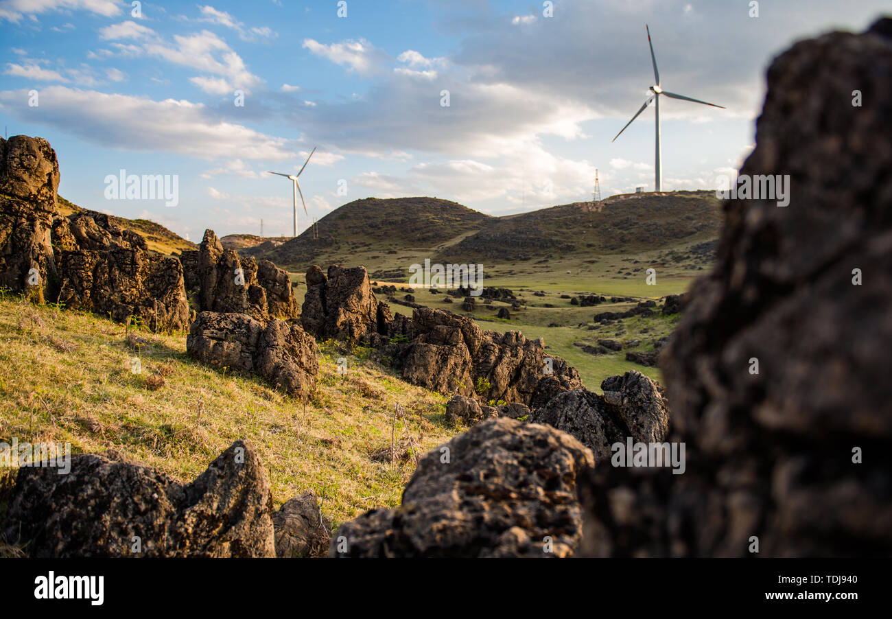 Alpine wind power Stock Photo - Alamy
