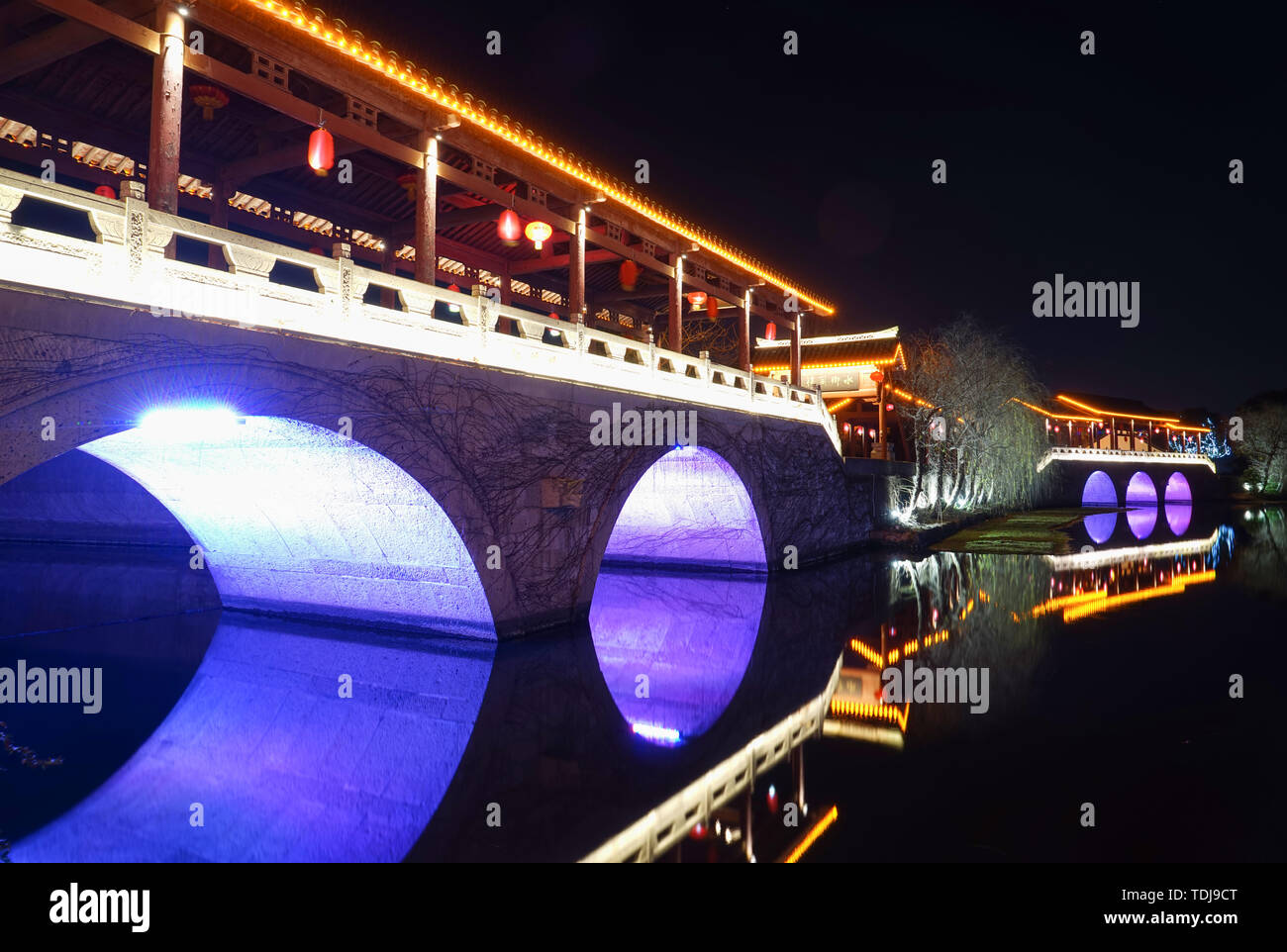 Night view of Anchang ancient town Stock Photo - Alamy