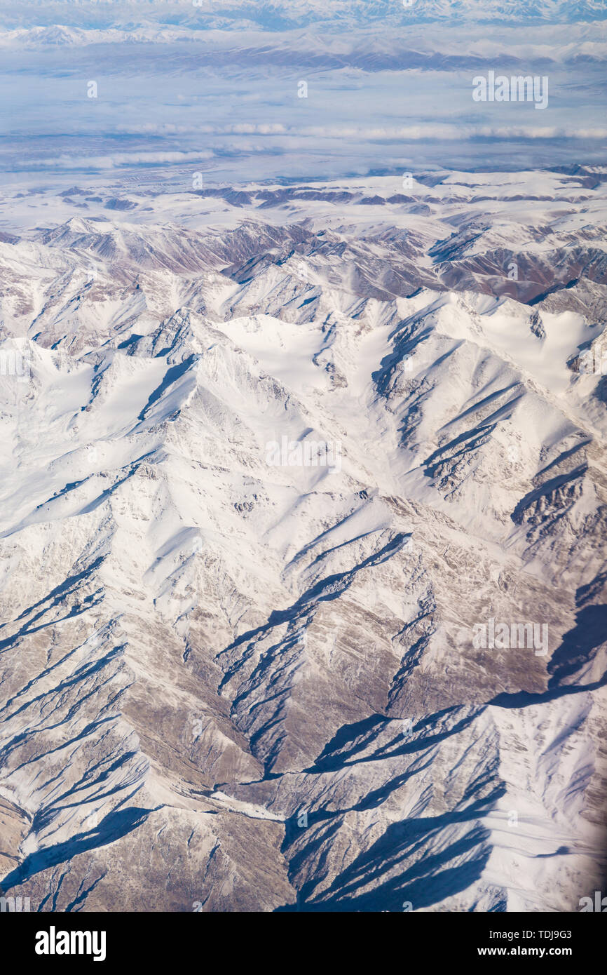 Plateau, mountains, snow mountains, aerial photography Stock Photo - Alamy