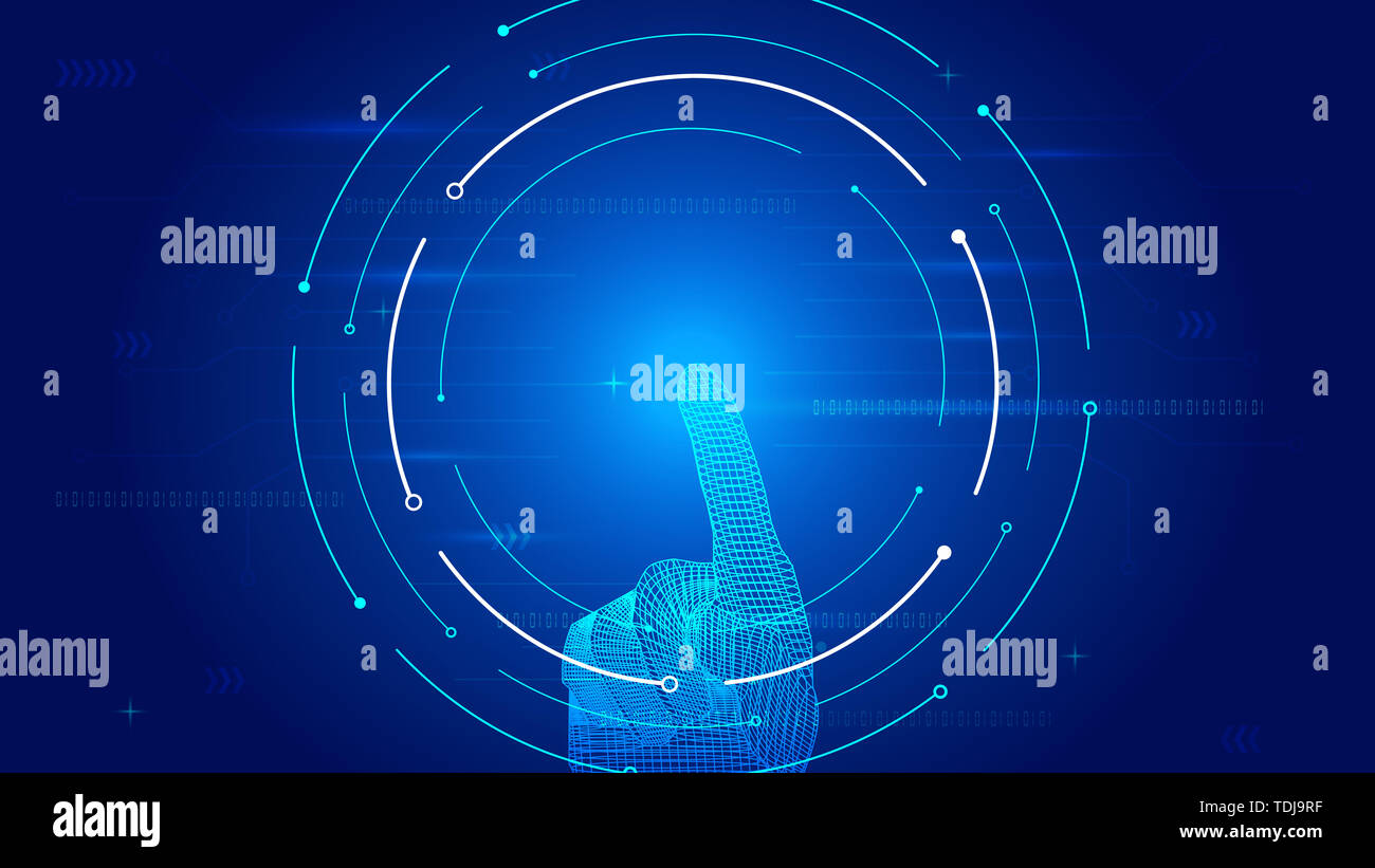Hand touching screen, AI AI technology concept idea Stock Photo - Alamy