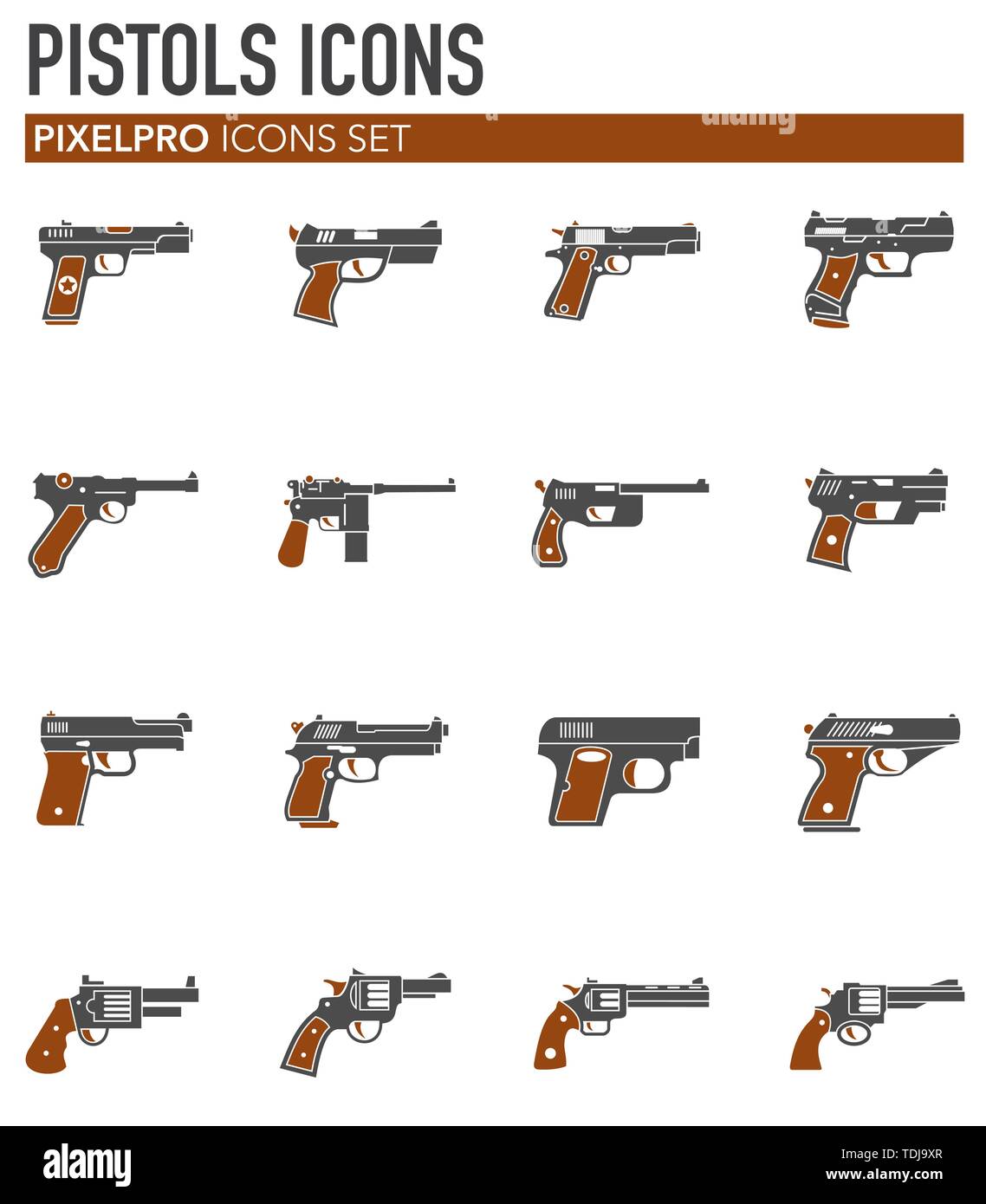 Pistol related icons set on background for graphic and web design ...