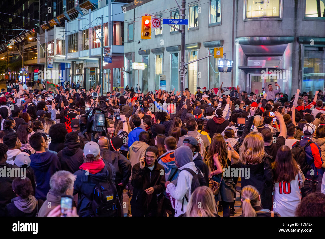 TORONTO, CANADA - JUNE 14, 2019: TORONTO RAPTORS FANS TAKE TO THE ...