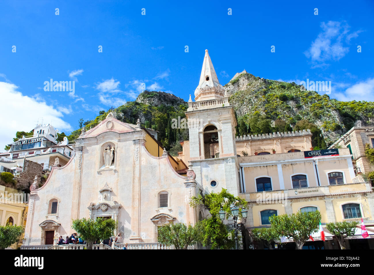 Taormina, Sicily, Italy - Apr 8th 2019: Beautiful San Giuseppe Church ...