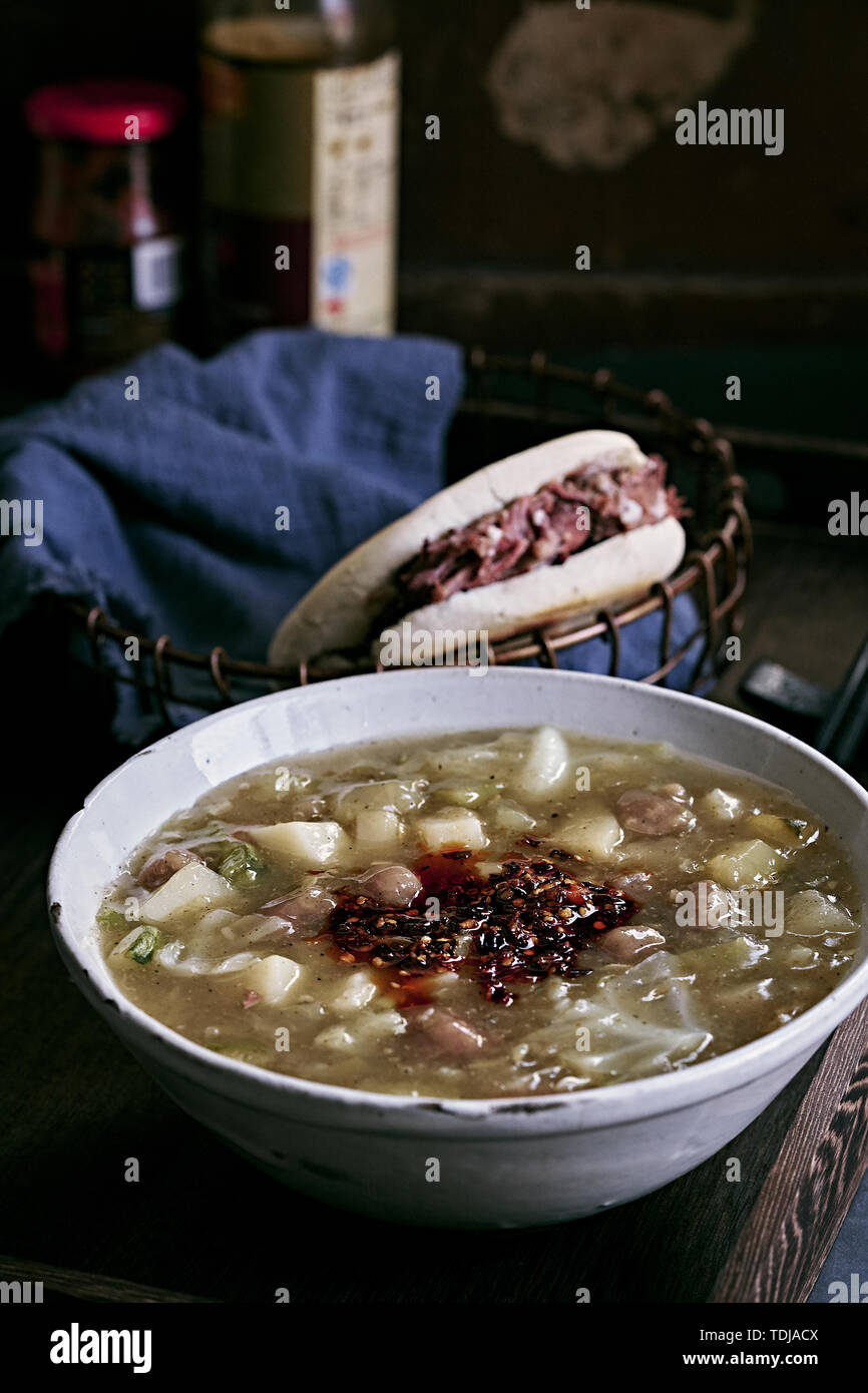 Meatballs, Hu hot soup, beef buns Stock Photo - Alamy