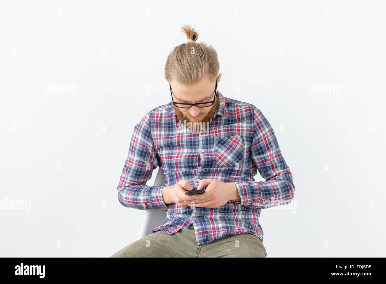 Bearded handsome man in plaid hi-res stock photography and images - Alamy