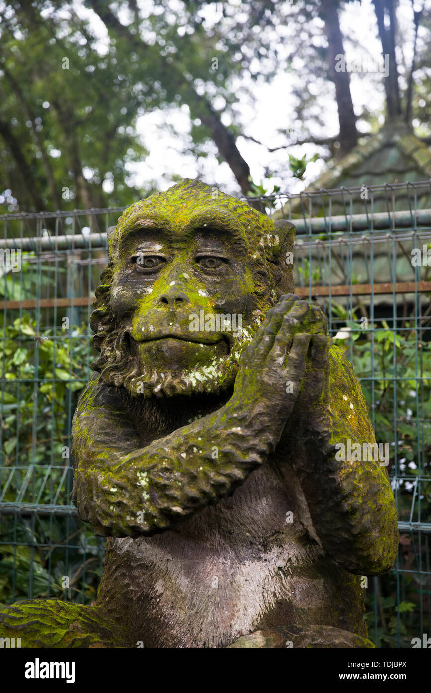 Monkey statue at Ubud Monkey Forest sanctuary at Bali island, Indonesia ...