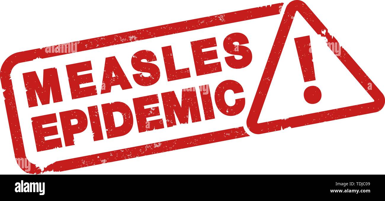 red MEASLES EPIDEMIC rubber stamp print with warning symbol vector ...