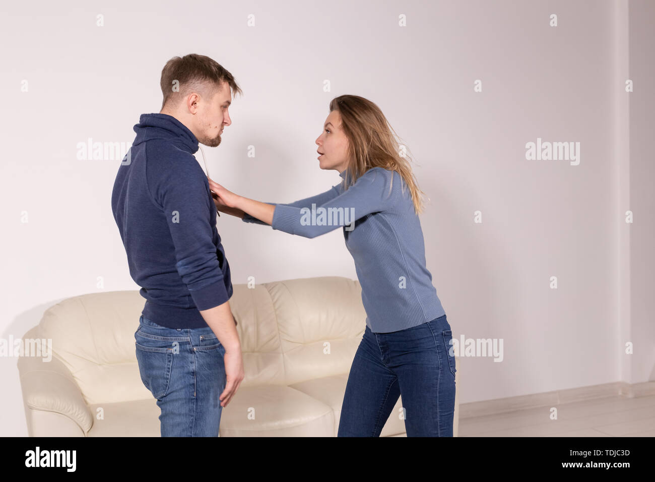 People and abuse concept - Aggressive man beats woman, domestic ...