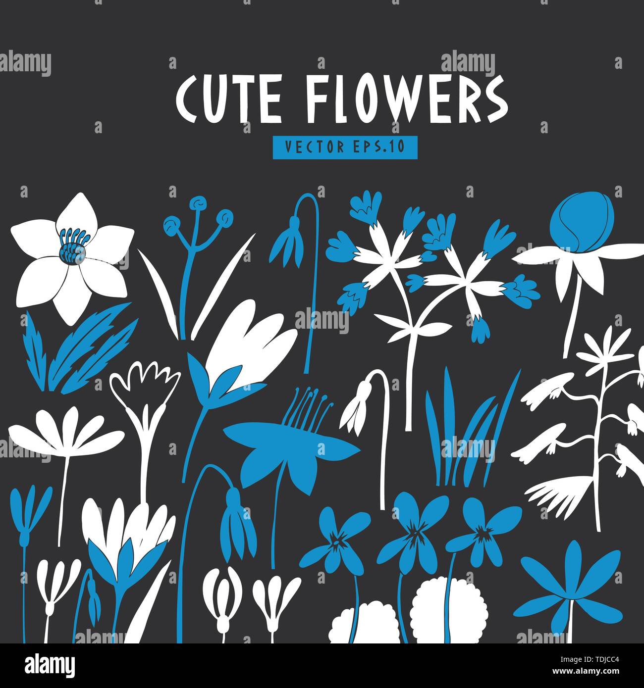 Modern flowers design template. Scandinavian style banner. Hand drawn ...