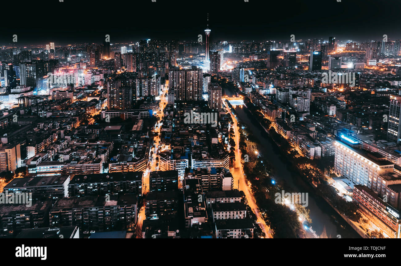 Chengdu city night view Stock Photo - Alamy