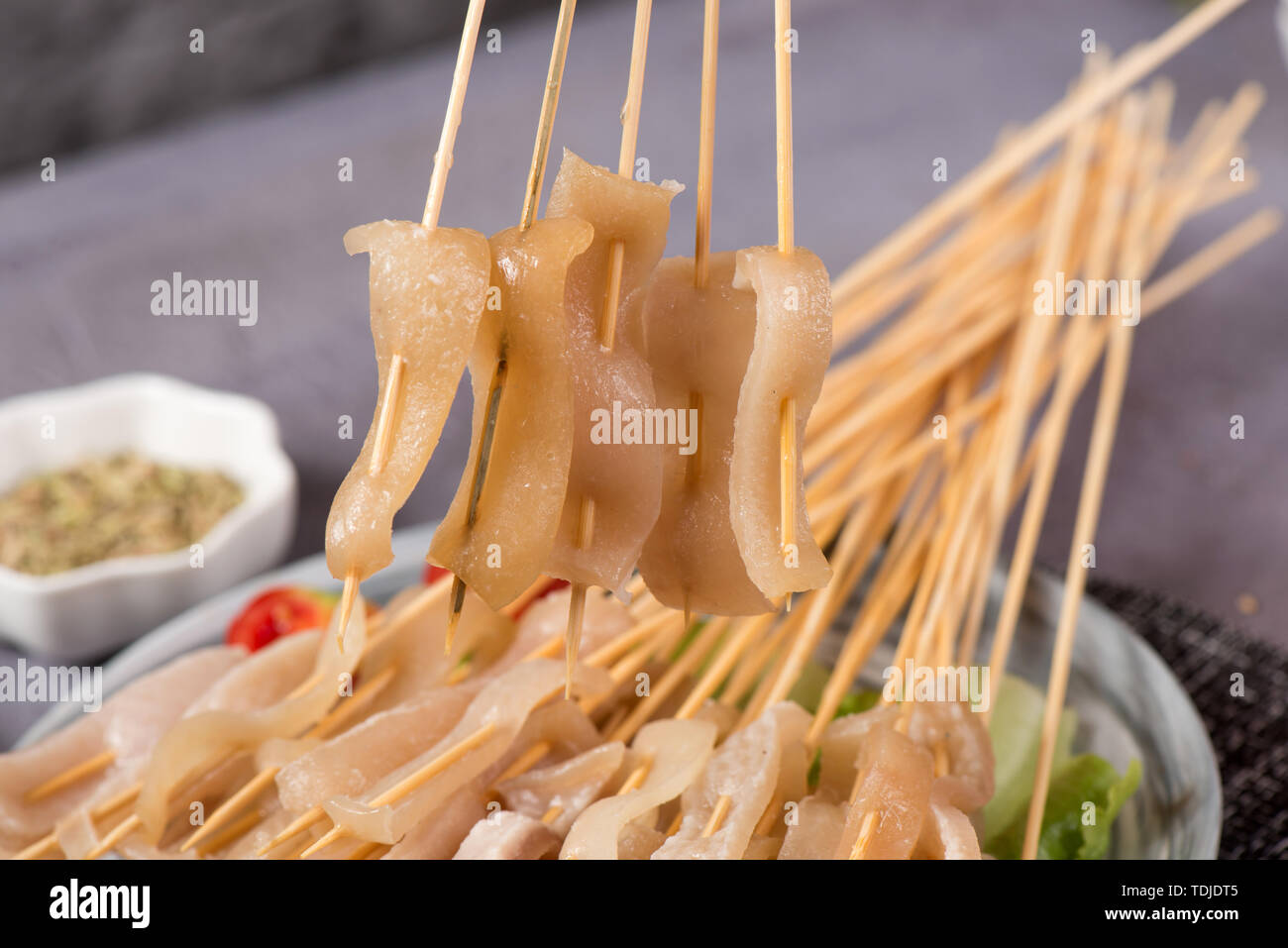 Iron plate barbecue lamb kebab, duck gizzard, lamb, pork beef Stock ...