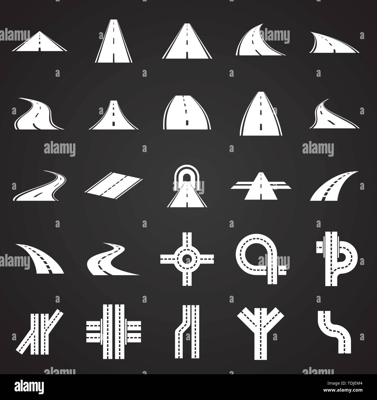 Roads icons set on background for graphic and web design. Simple ...