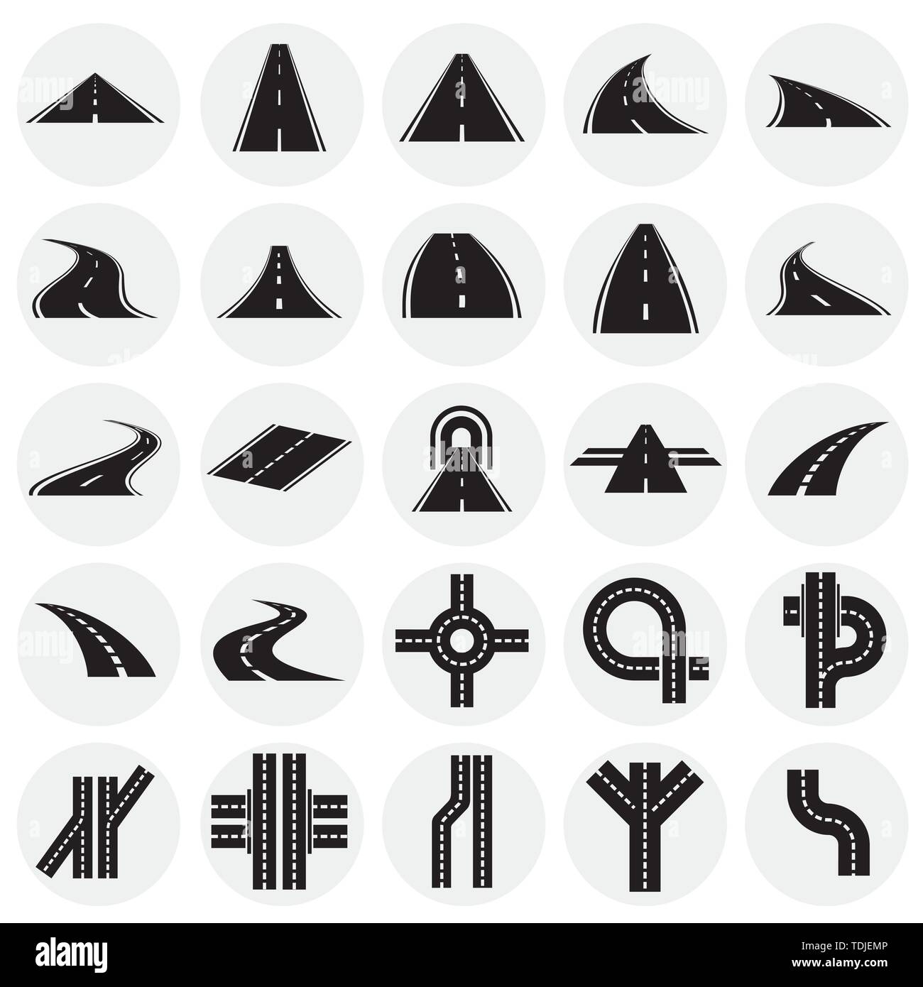 Roads icons set on background for graphic and web design. Simple ...