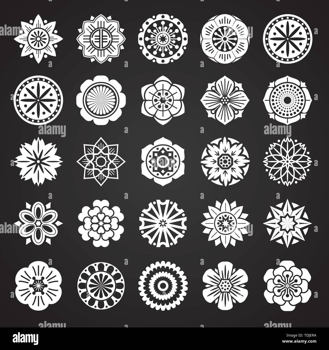 Flower pattern icons set on background for graphic and web design ...