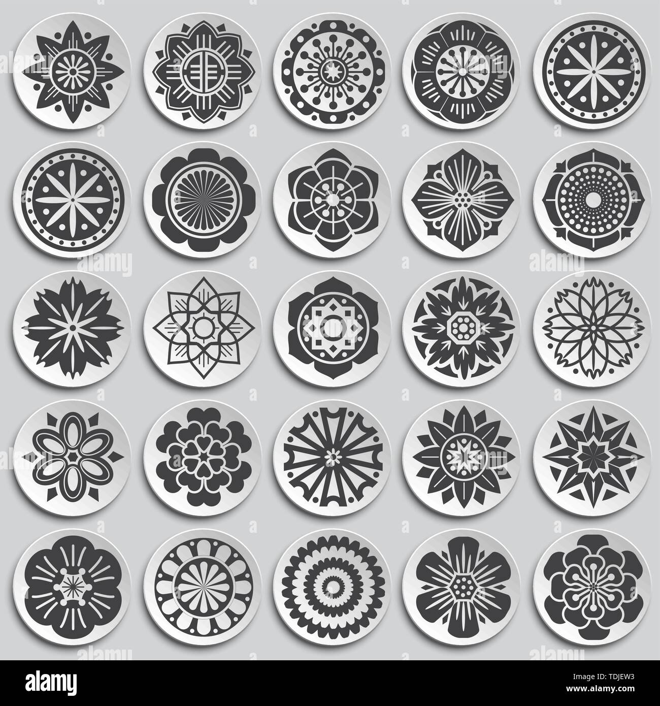 Flower pattern icons set on background for graphic and web design ...