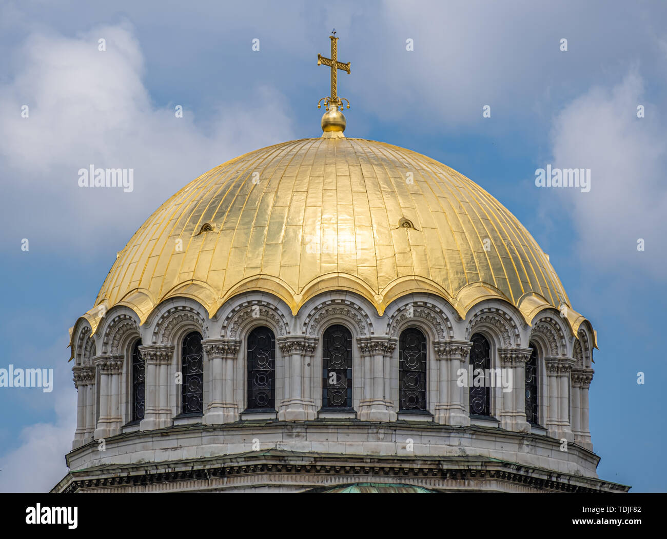 Golden domes of St. Alexander Nevsky Cathedral, 1882-1912, neo-byzantine style, Bulgarian ...