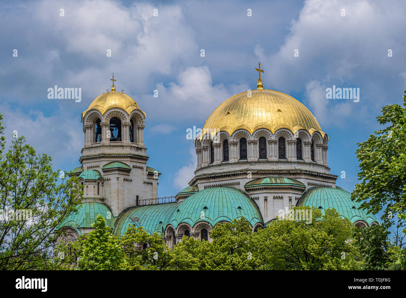 Golden domes of St. Alexander Nevsky Cathedral, 1882-1912, neo-byzantine style, Bulgarian ...