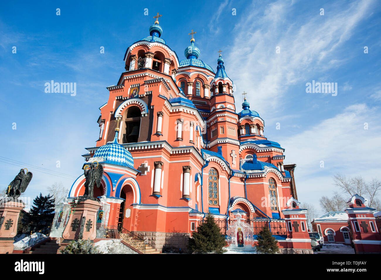 Russia, Irkutsk, Angara river, city, cold, snow, street, road, life ...