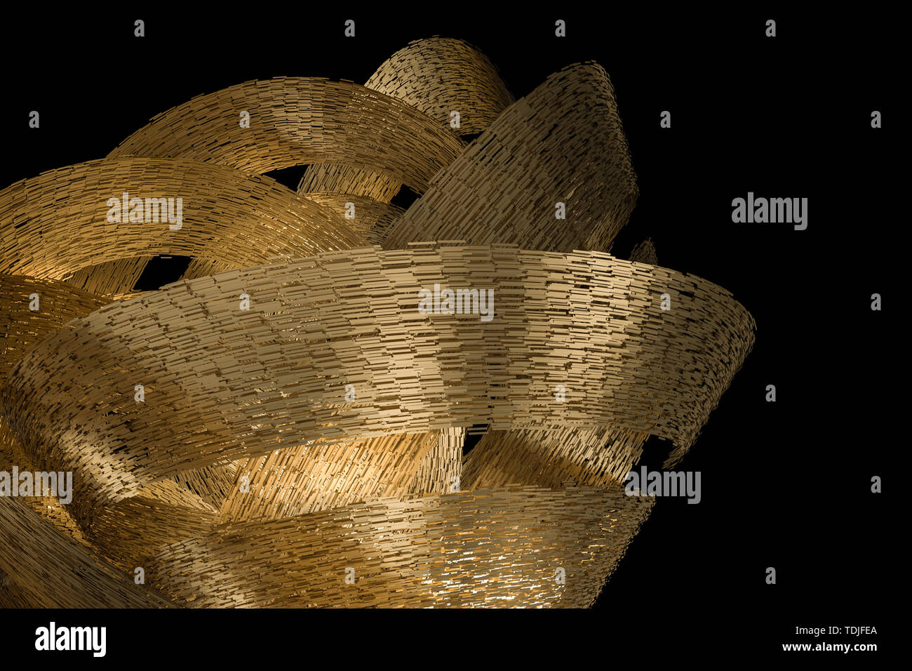 Three-dimensional rendering, gold flowing metal flower shape Stock ...