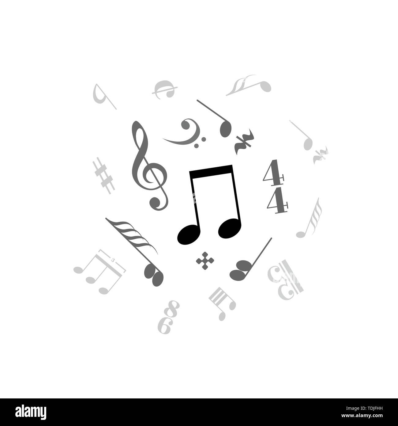 Music note, abstract sound signs isolated on white Stock Vector Image ...
