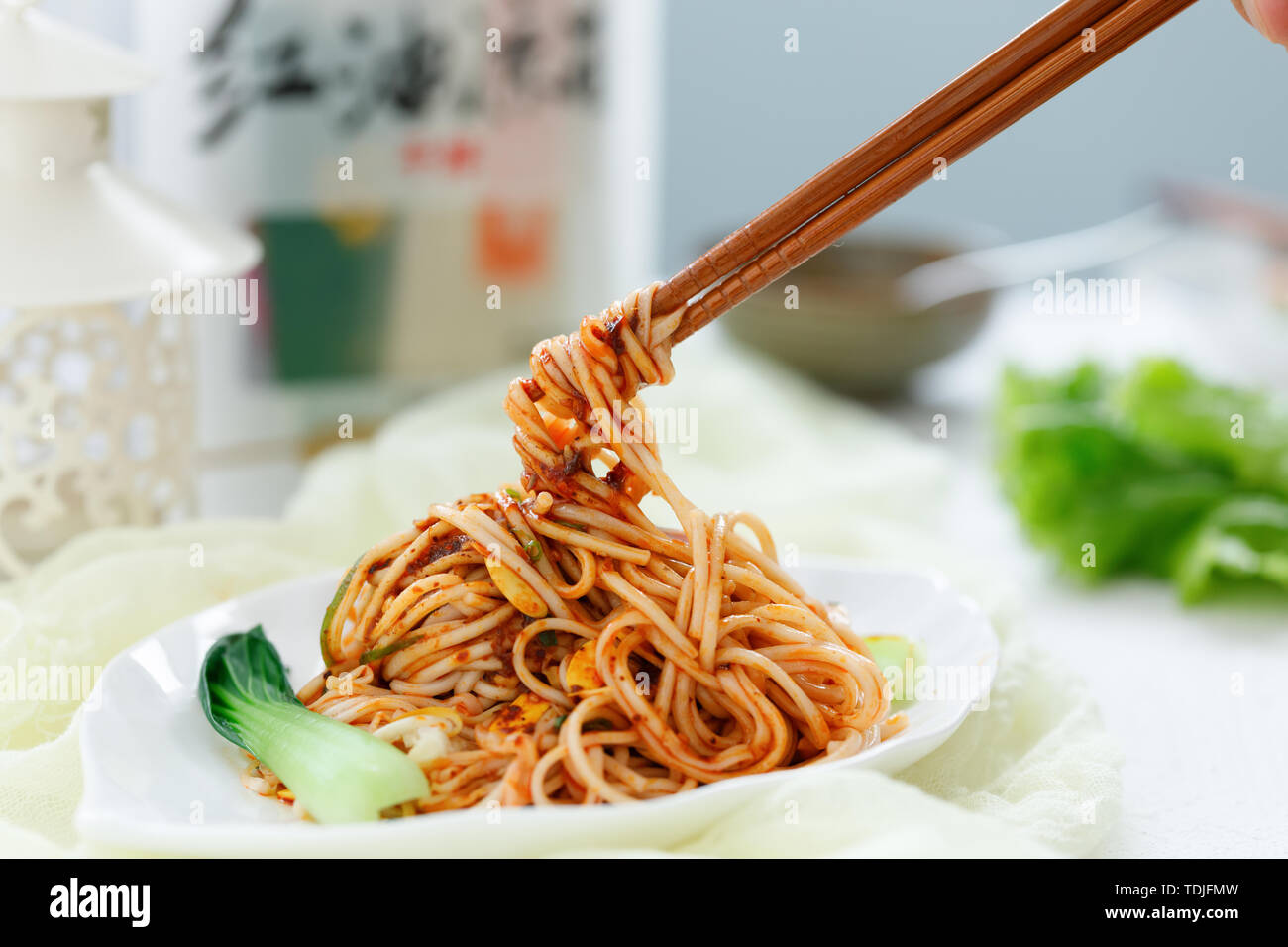 Red oil cold noodles hi-res stock photography and images - Alamy