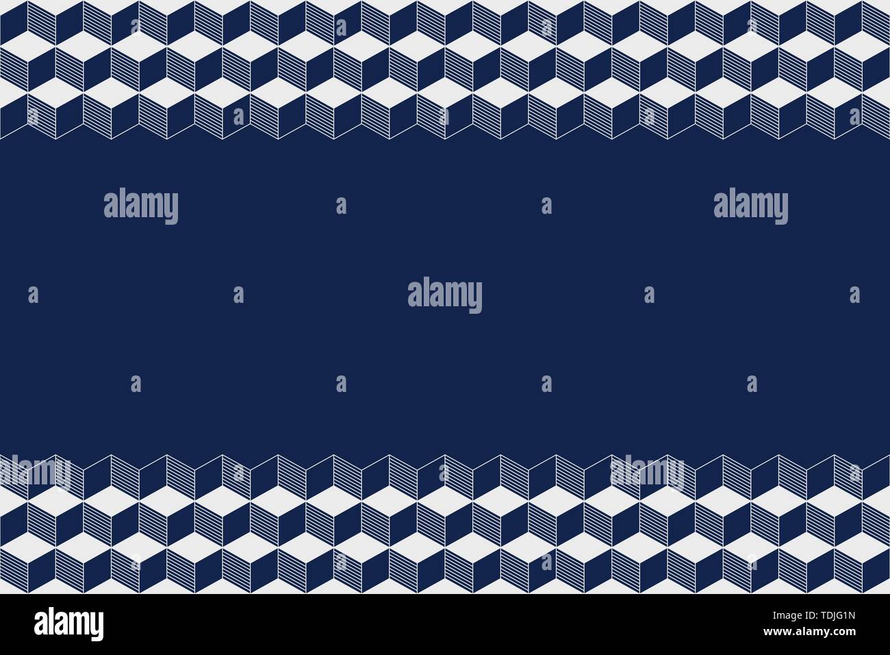 Seamless horizontal border pattern with cubes, rhombuses, isolated on ...