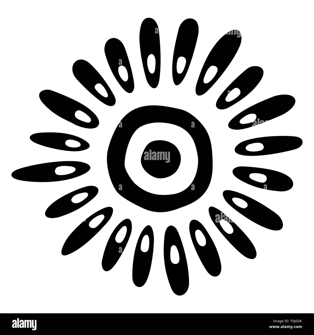 Stylized sun. Ethnic symbol. Tribal pattern. Splash silhouette. Ink ...