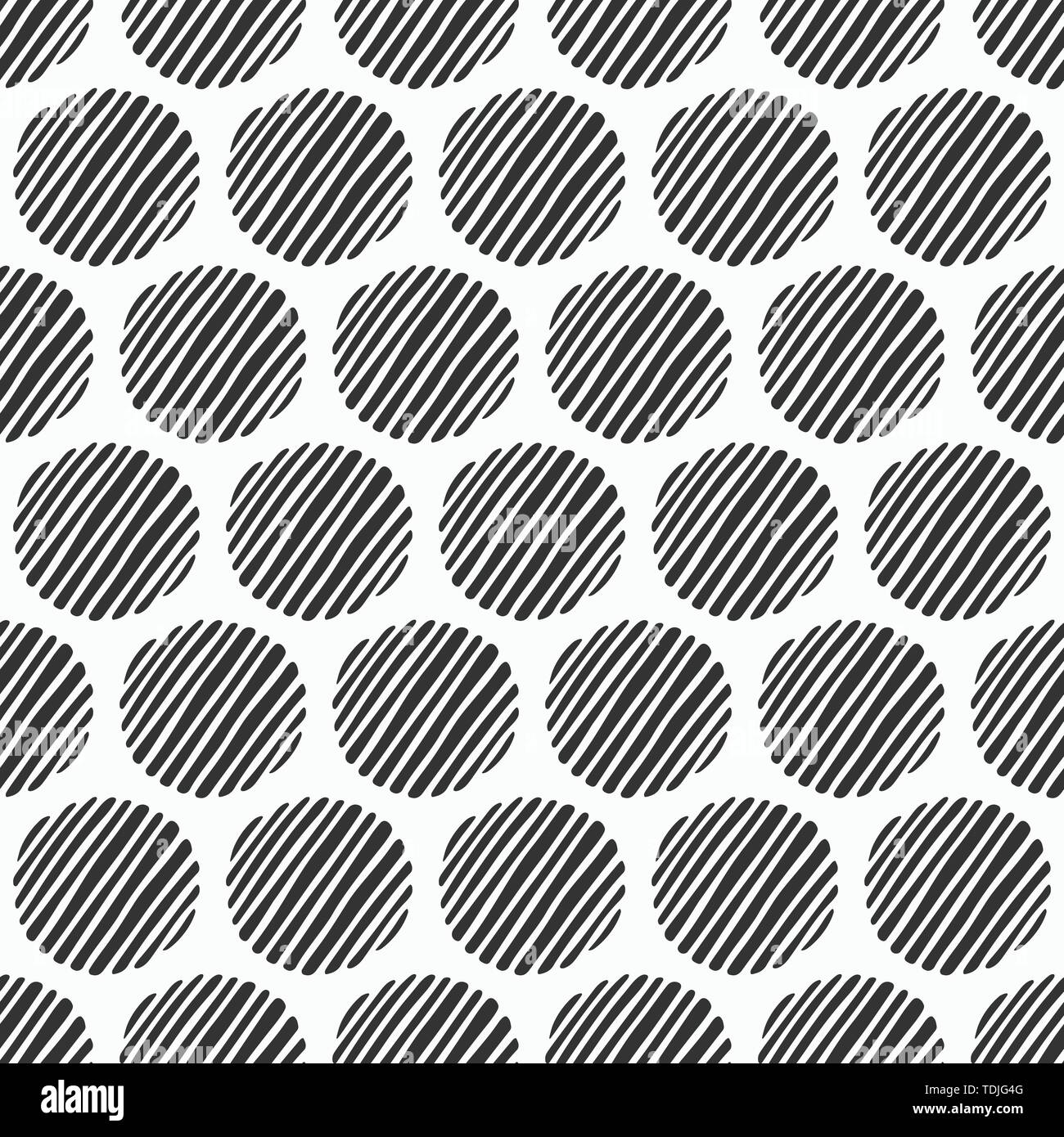 Abstract seamless pattern of hand drawn striped circles. Textured ...