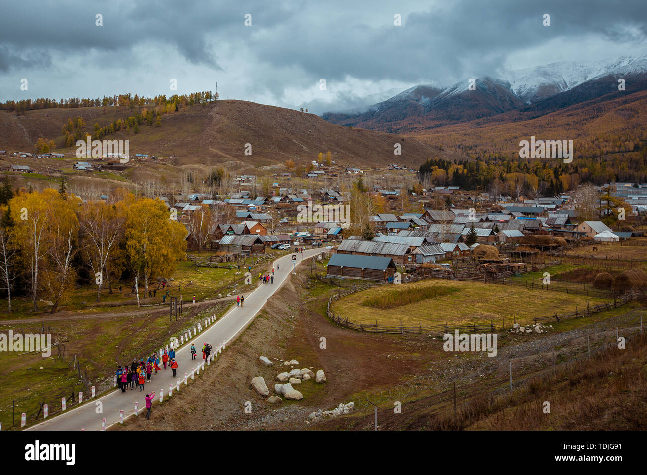Bai haba village scenery in northern Xinjiang Stock Photo - Alamy