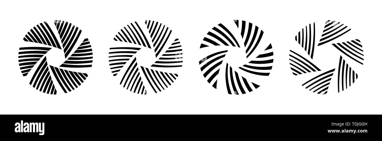 Set of 4 abstract circular ornament isolated on white background ...