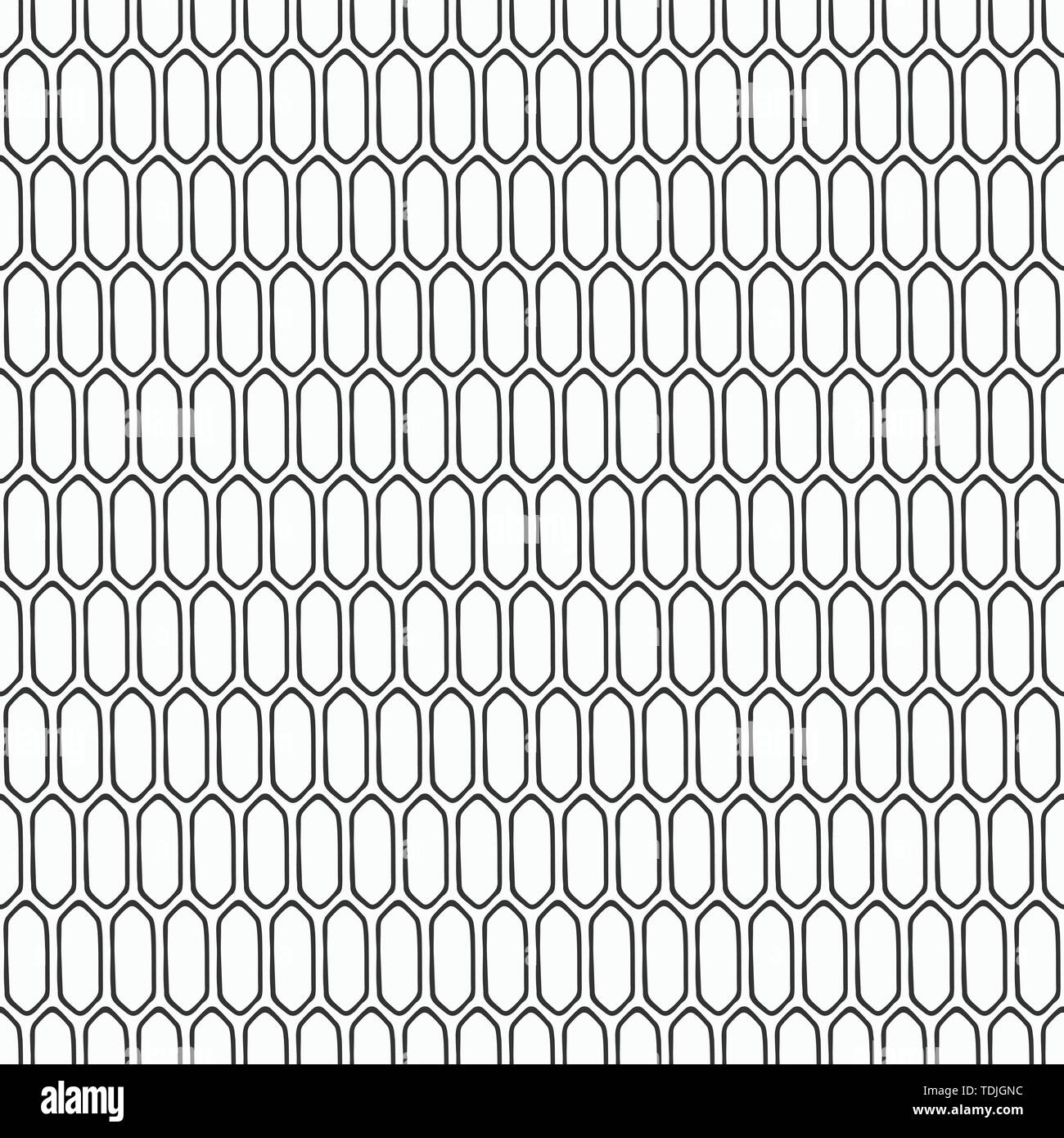 Abstract seamless hand drawn pattern of repeating smooth hexagons ...