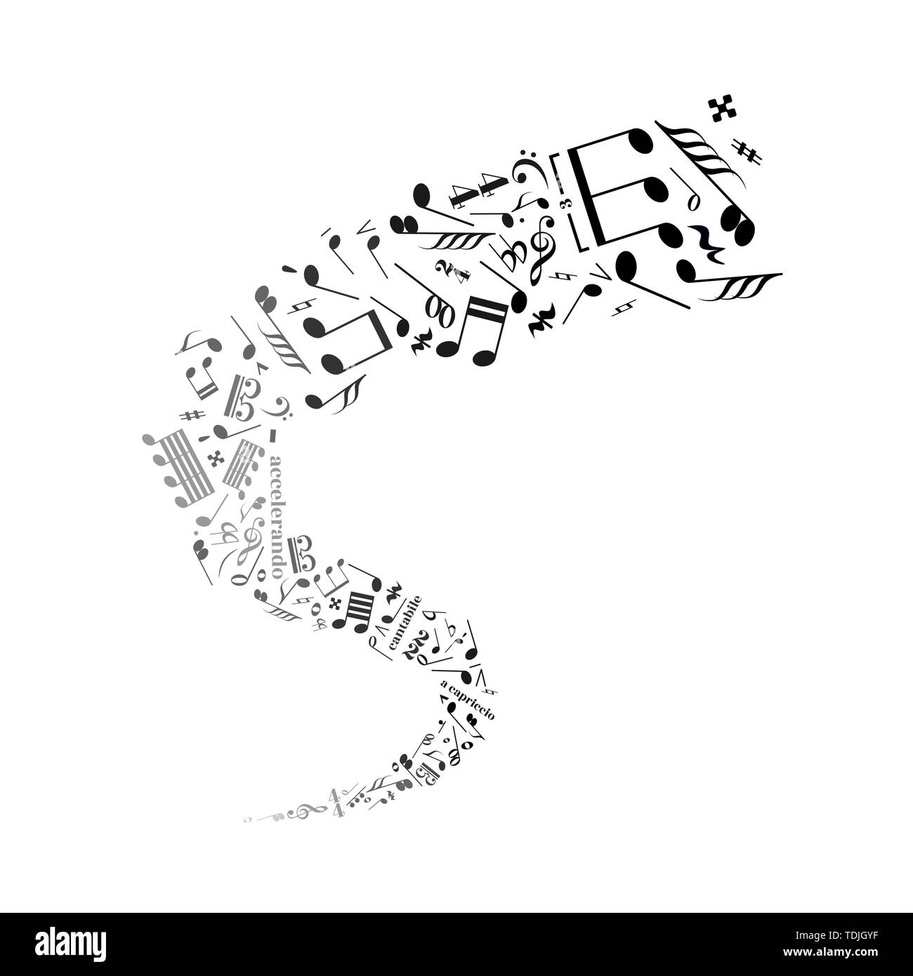 Twisted music notes, abstract sound signs on white Stock Vector Image ...