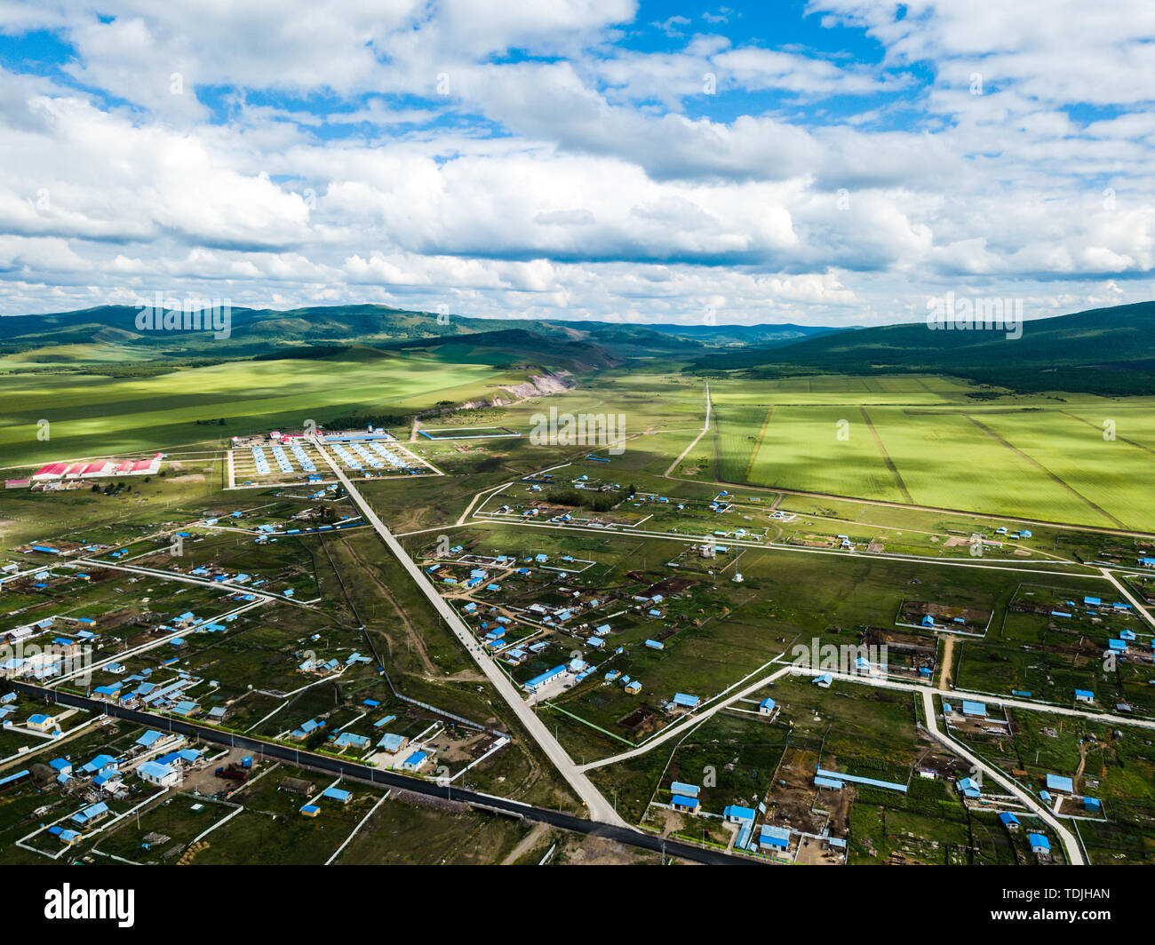 Aerial photography of beautiful scenery along the way in Hulunbuir ...