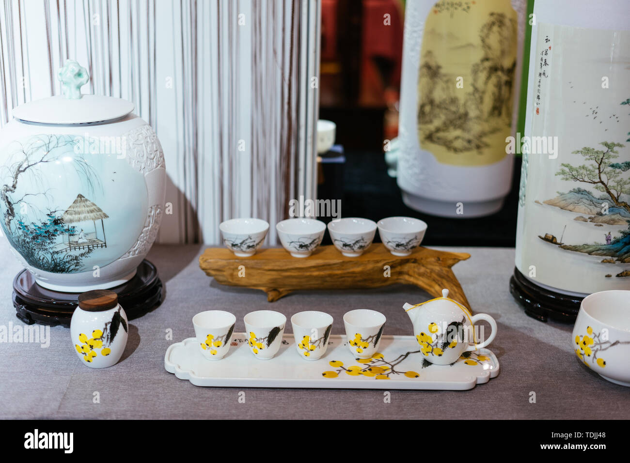 Tea table and tea ware Stock Photo - Alamy