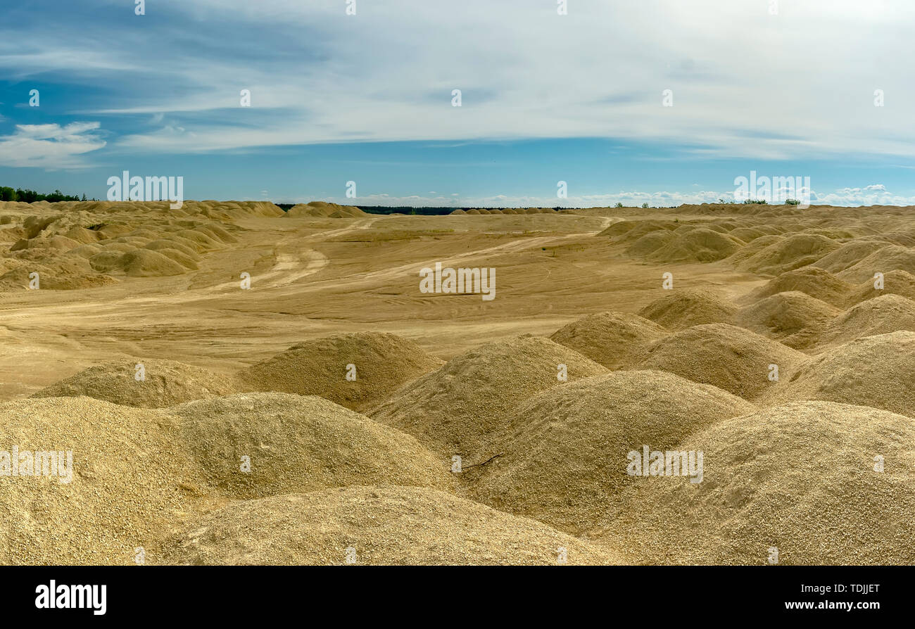Quarries for the extraction of limestone. The embankment formed by ...