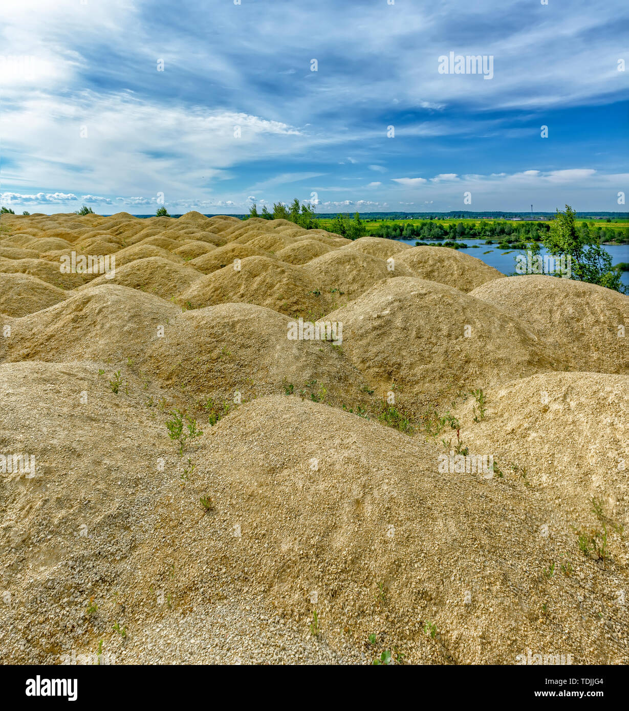 Quarries for the extraction of limestone. The embankment formed by ...