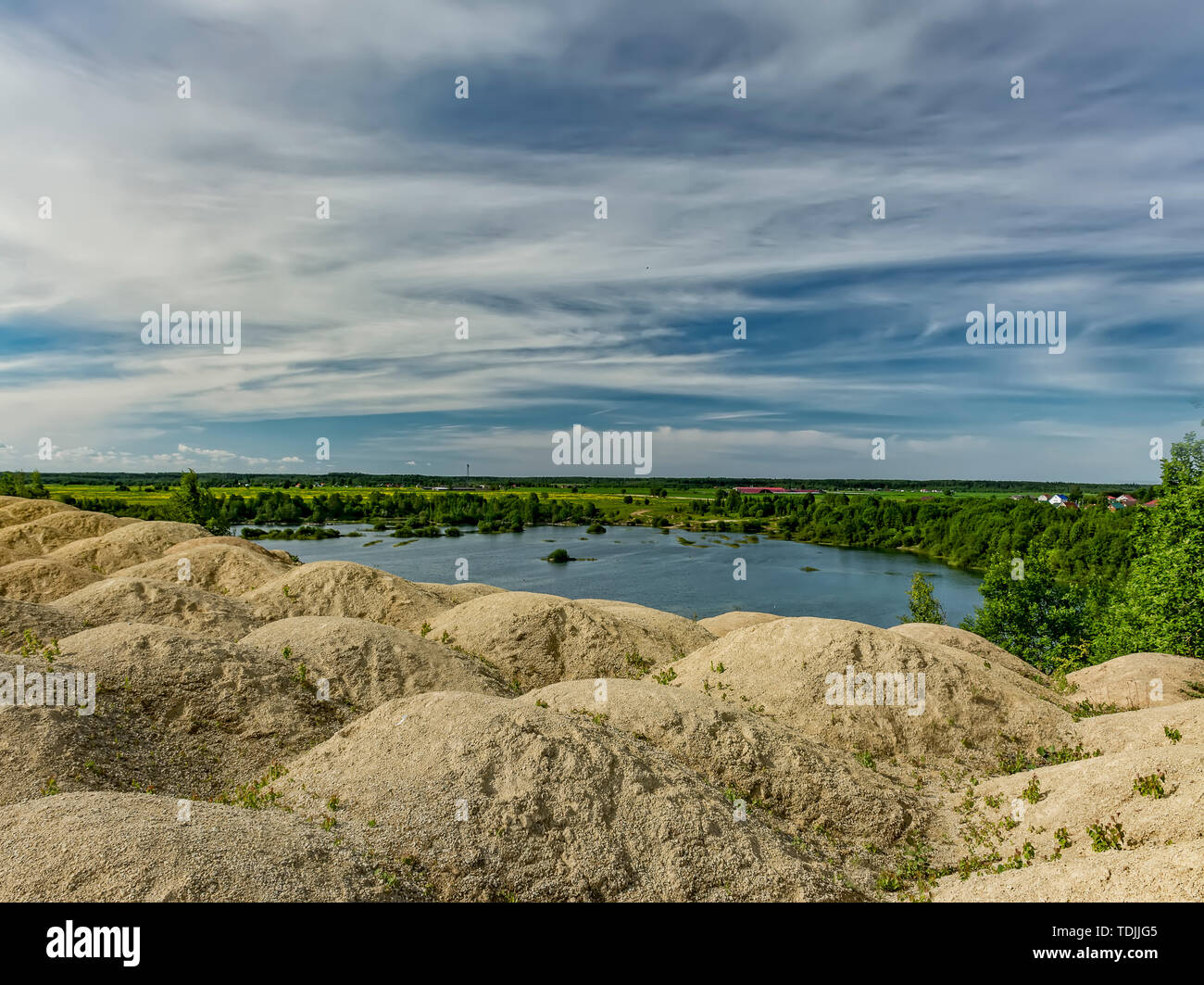 Quarries for the extraction of limestone. The embankment formed by ...