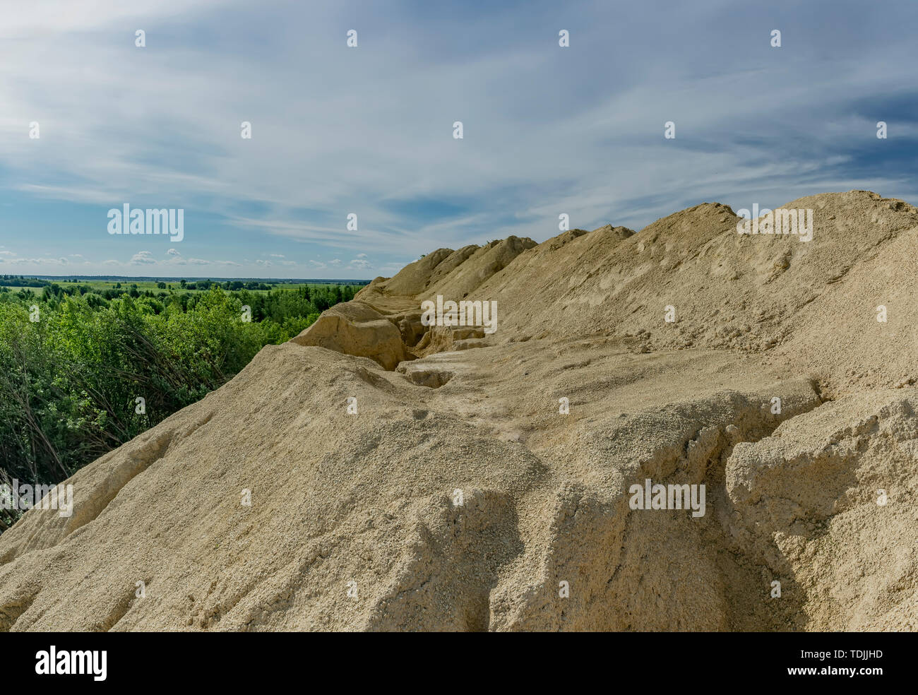 Quarries for the extraction of limestone. The embankment formed by ...