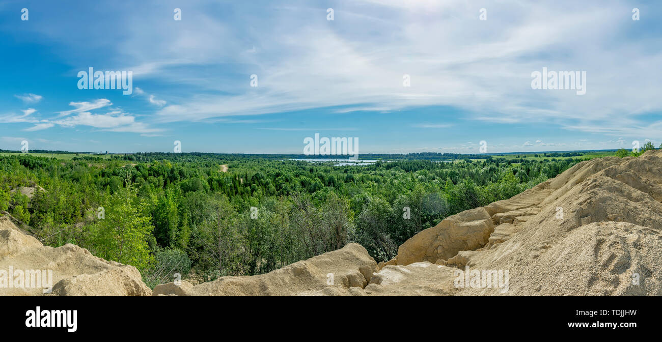 Quarries for the extraction of limestone. The embankment formed by ...