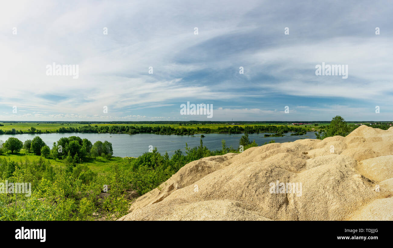 Quarries for the extraction of limestone. The embankment formed by ...