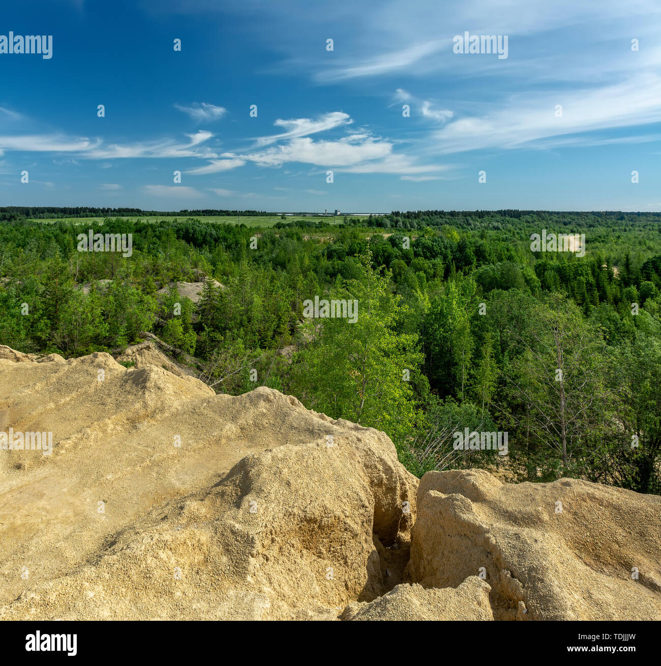Quarries for the extraction of limestone. The embankment formed by ...