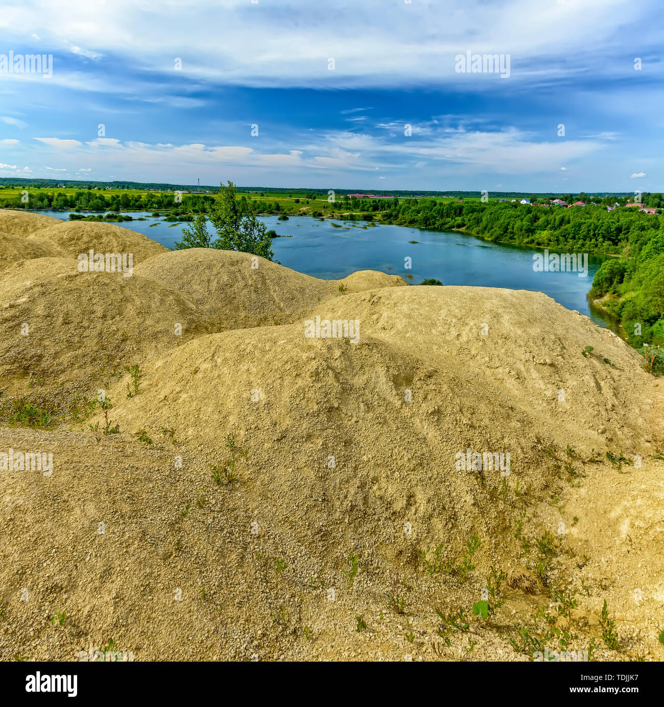 Quarries for the extraction of limestone. The embankment formed by ...