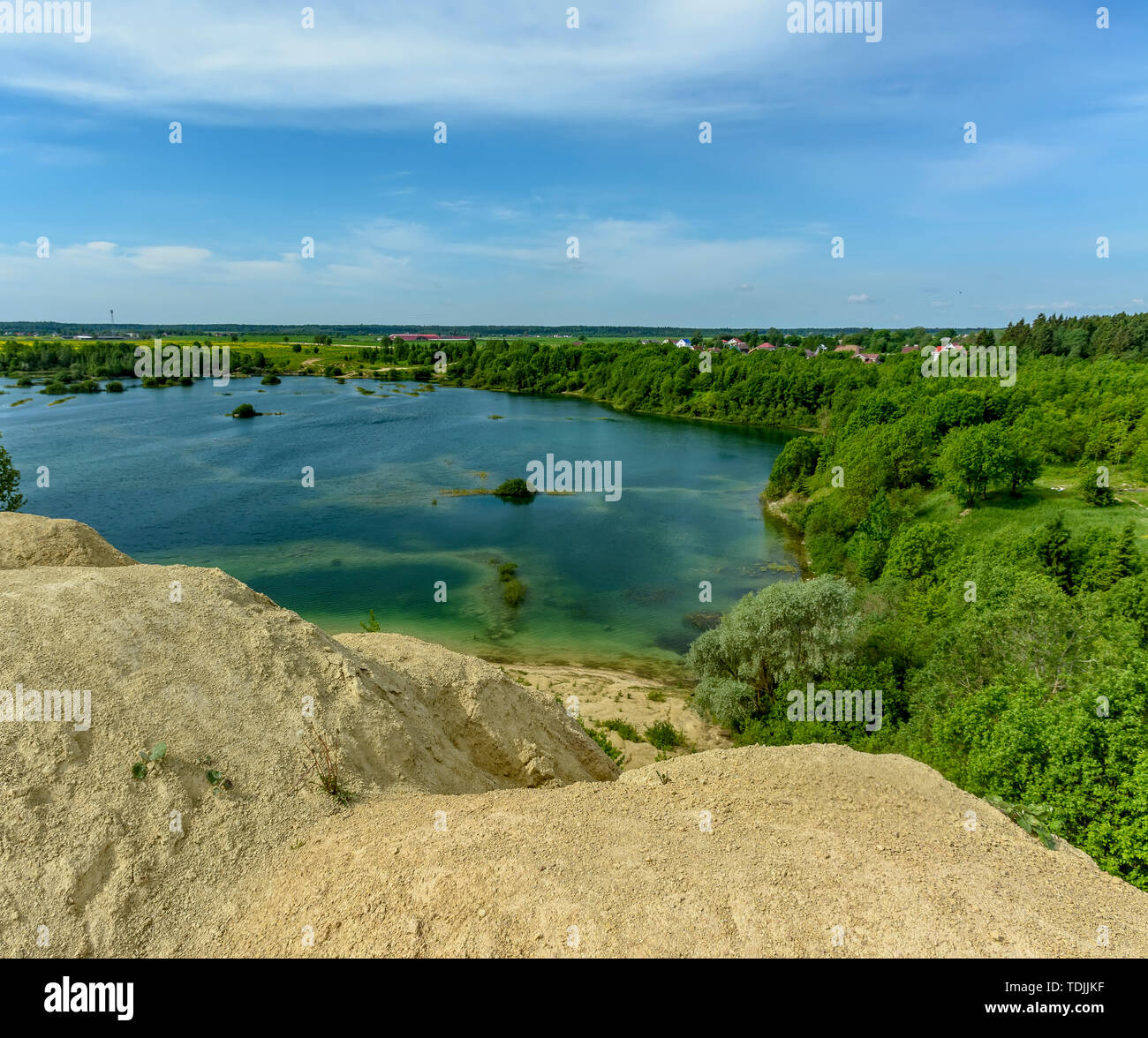 Quarries for the extraction of limestone. The embankment formed by ...